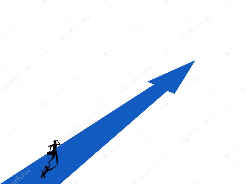 Hombre de pie al principio del camino simbolizando flechas. Concepto de ...