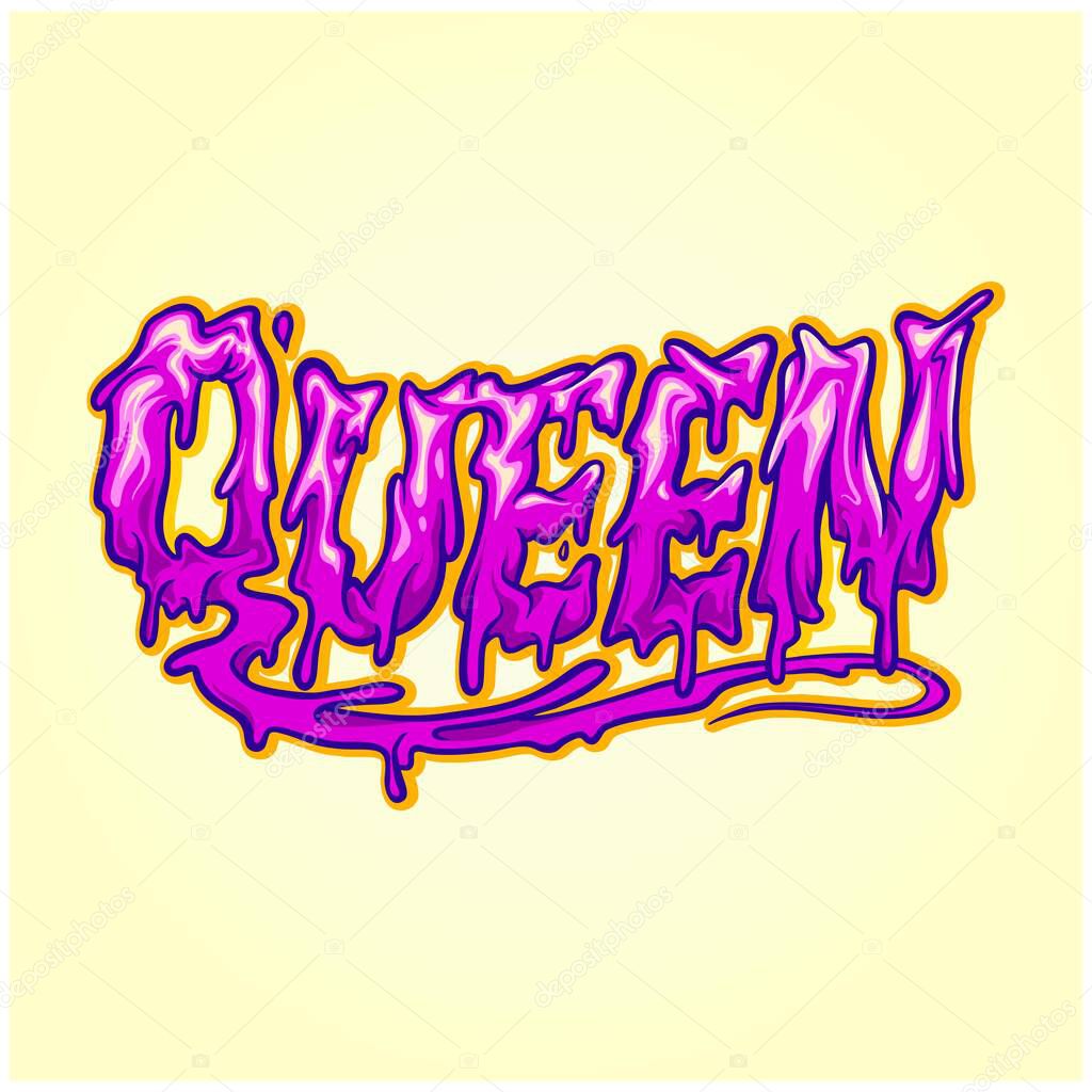 Spooky Queen Hand Lettering Horror Font Illustration Vector ...