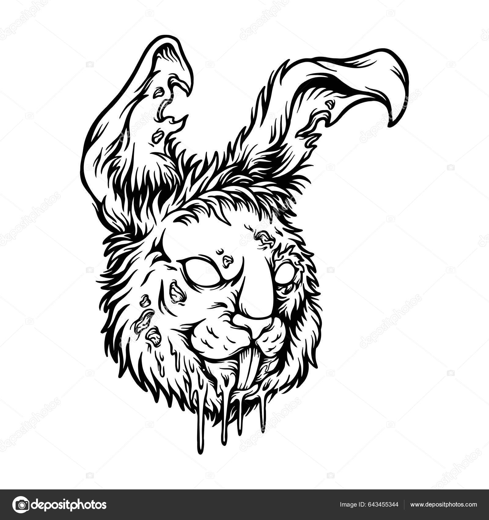 Evil Rabbit Head Drawing