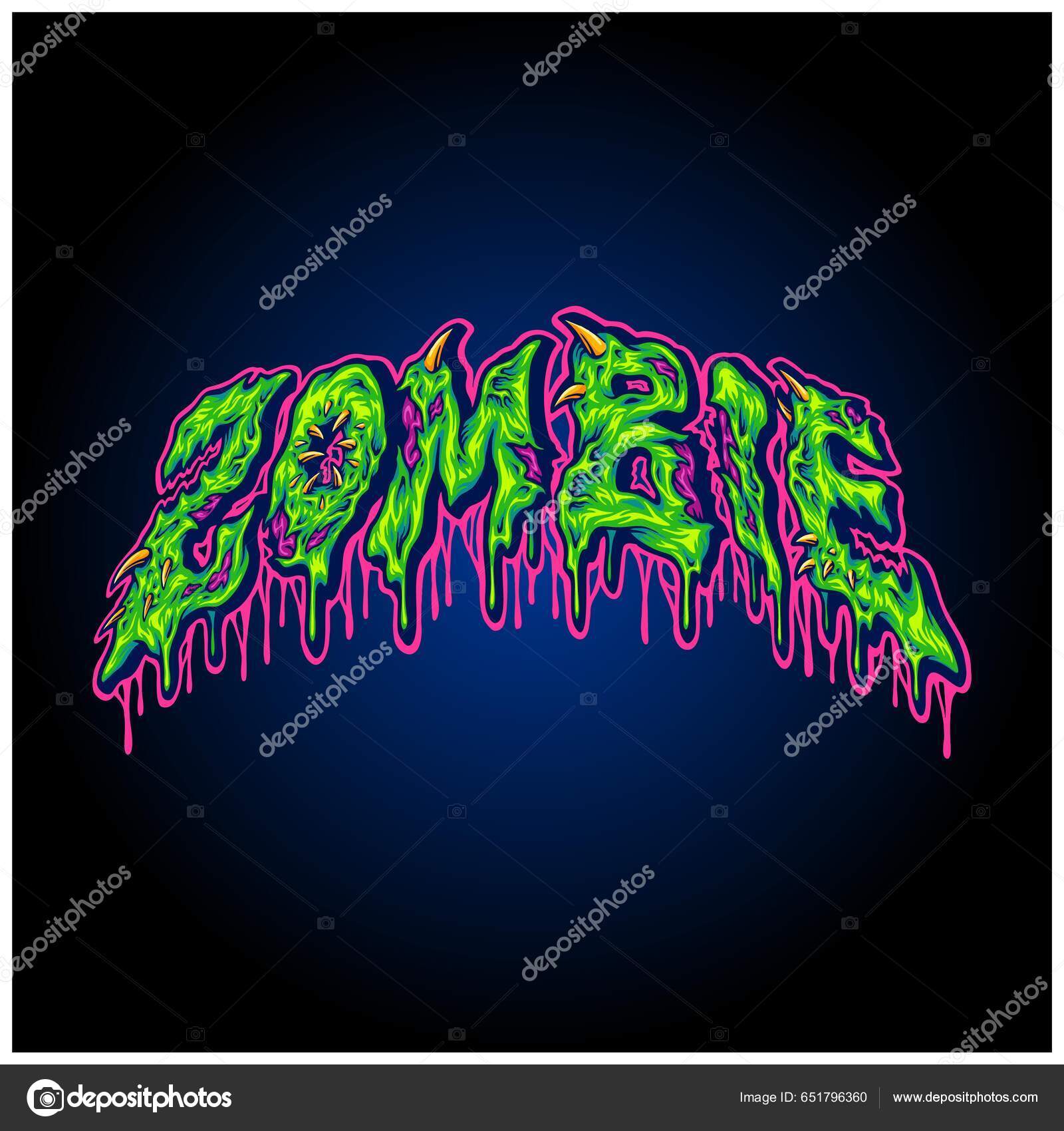 Zombie Word Lettering Melted Text Logo Illustrations Vector Your Work ...