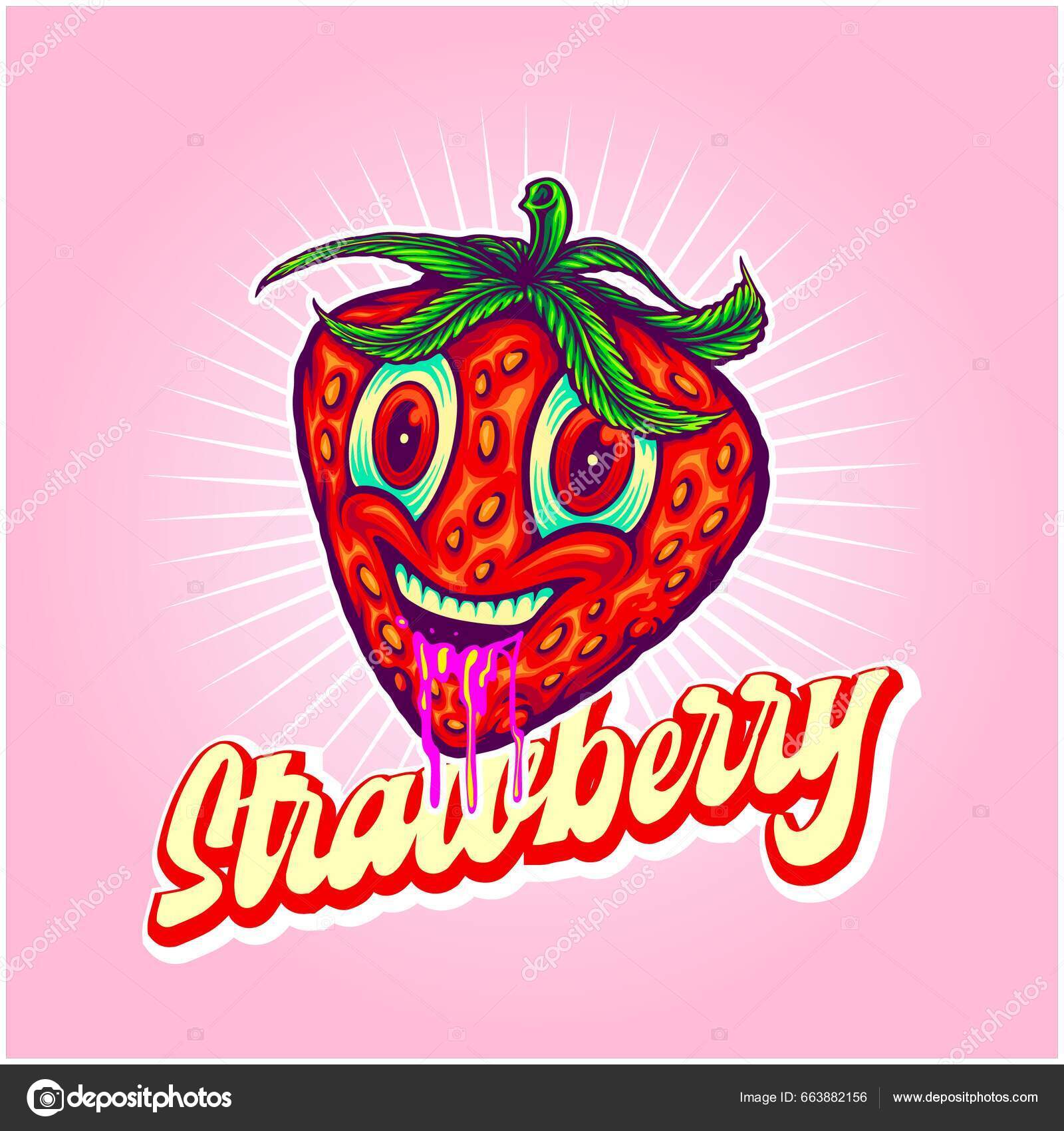 Drooling Strawberry Field Weed Strain Genetics Illustration Vector ...