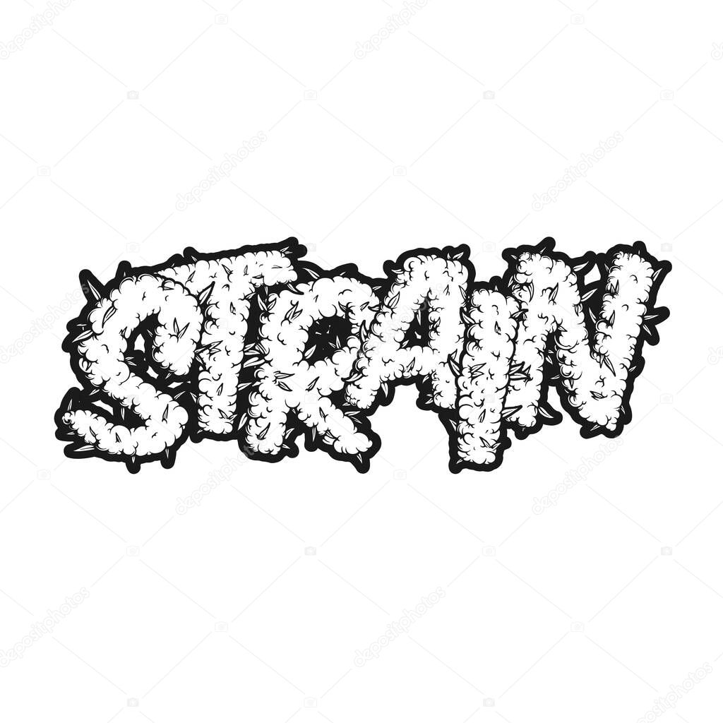 Smokey Cannabis Lettering Strain Outline Vector Illustrations Your Work ...
