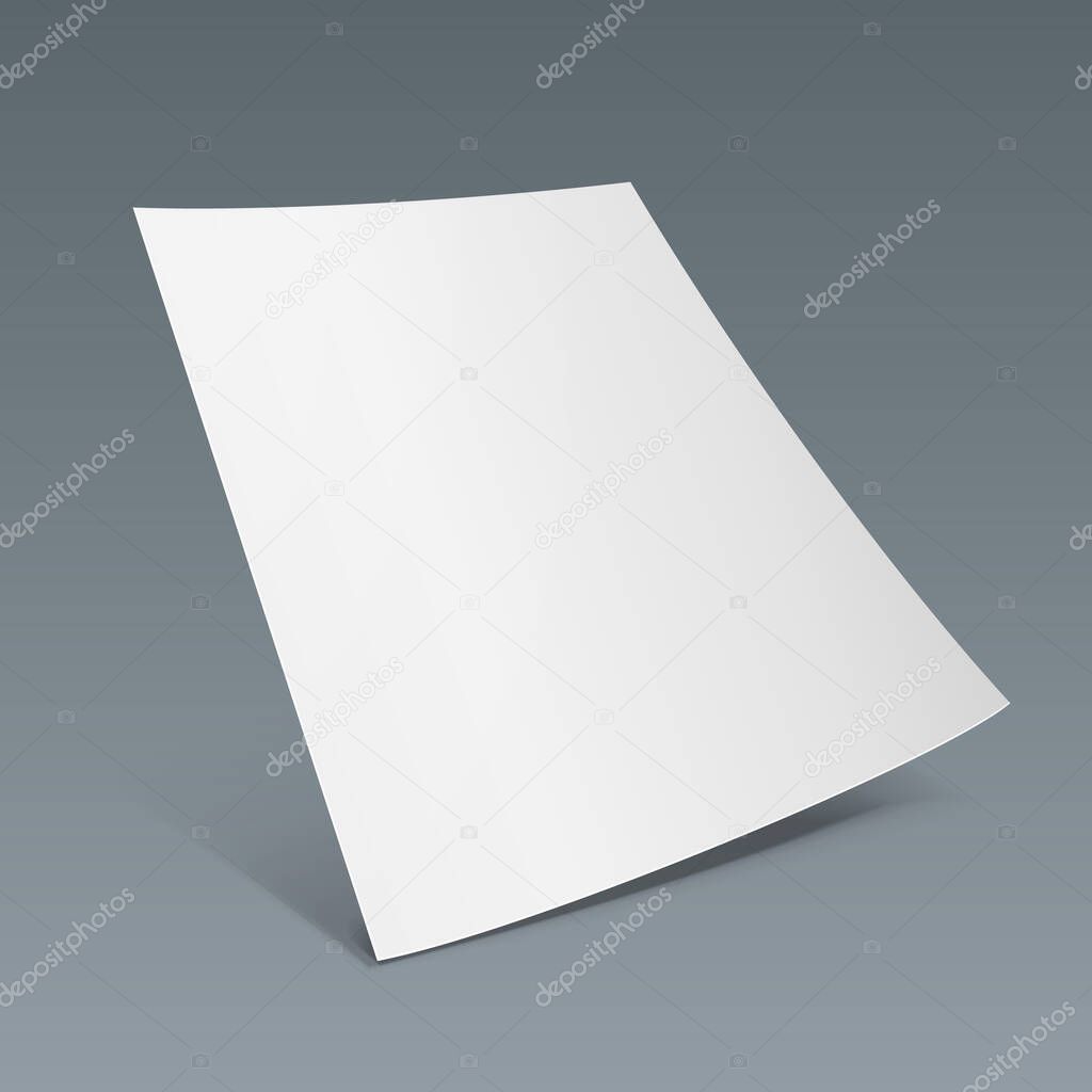 Mockup Blank Paper Leaflet Flyer Broadsheet Flier Follicle Leaf Shadows ...