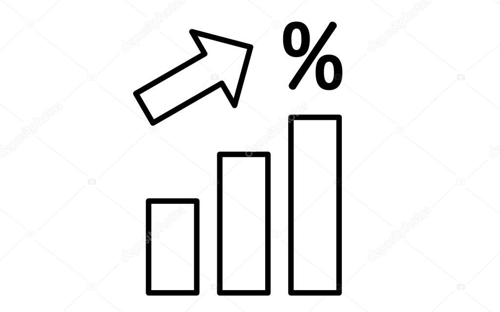 Iconos que muestran tasas de interés y aumentos de rendimiento ...