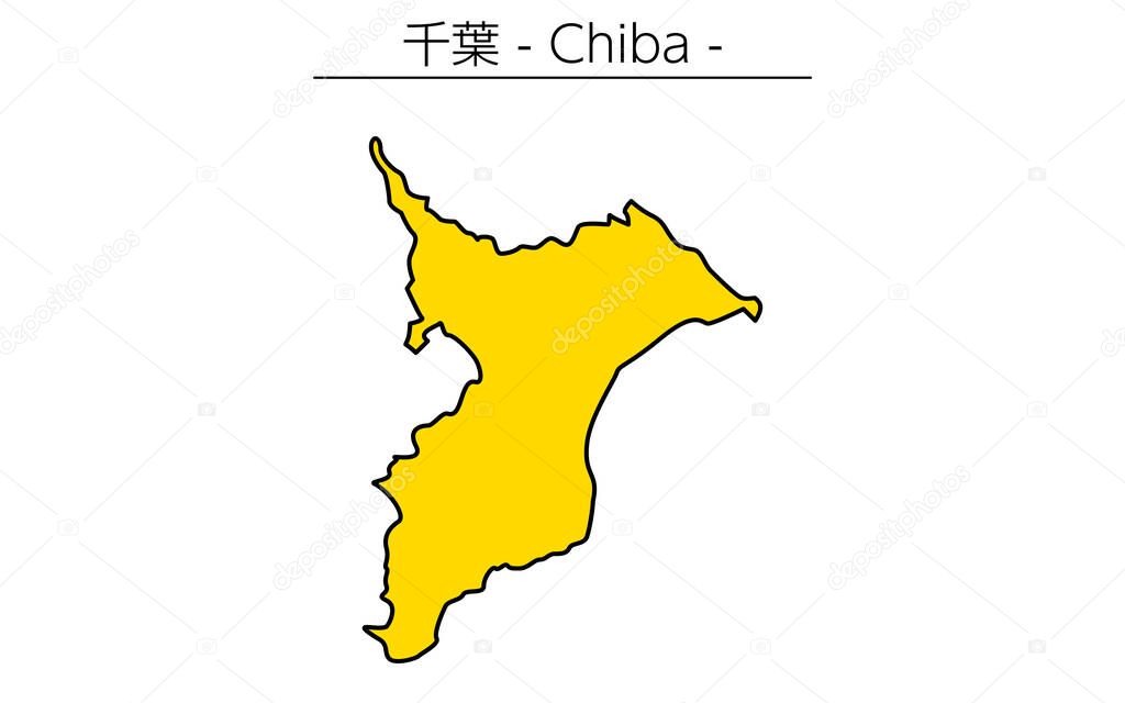 Mapa simple de la prefectura de Chiba, Región de Japón, Vector ...