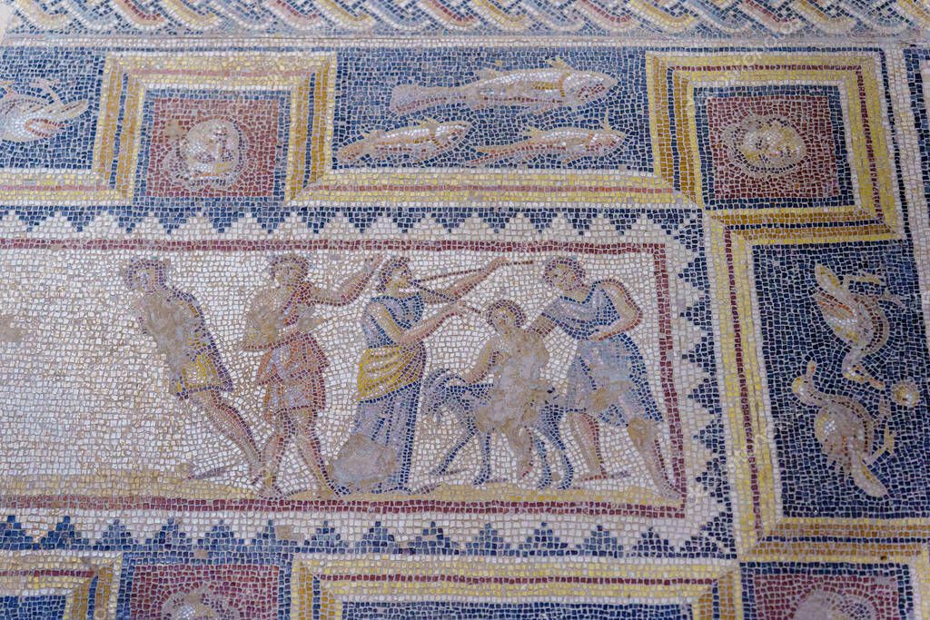 View of an ancient Roman era mosaic floor (2000 years old) of the ...