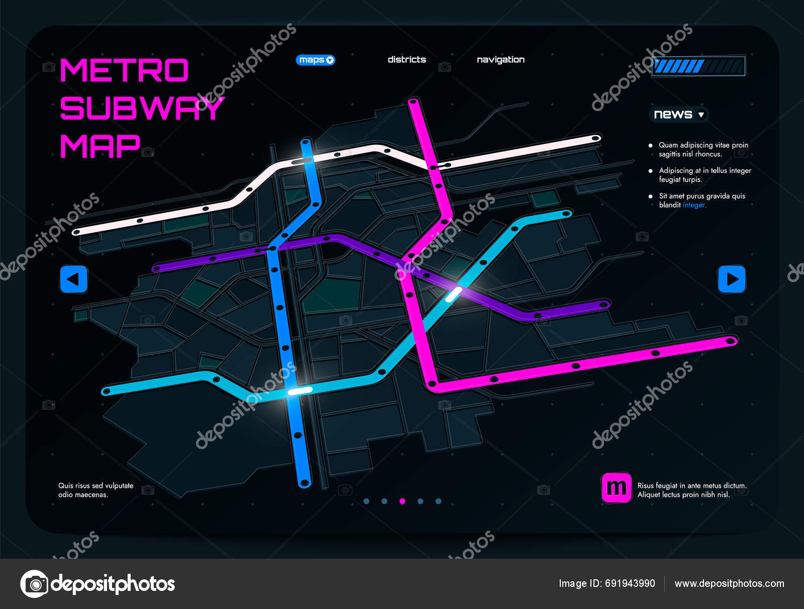 Futuristic Smart City Map Underground Metro System Metro Cartography ...