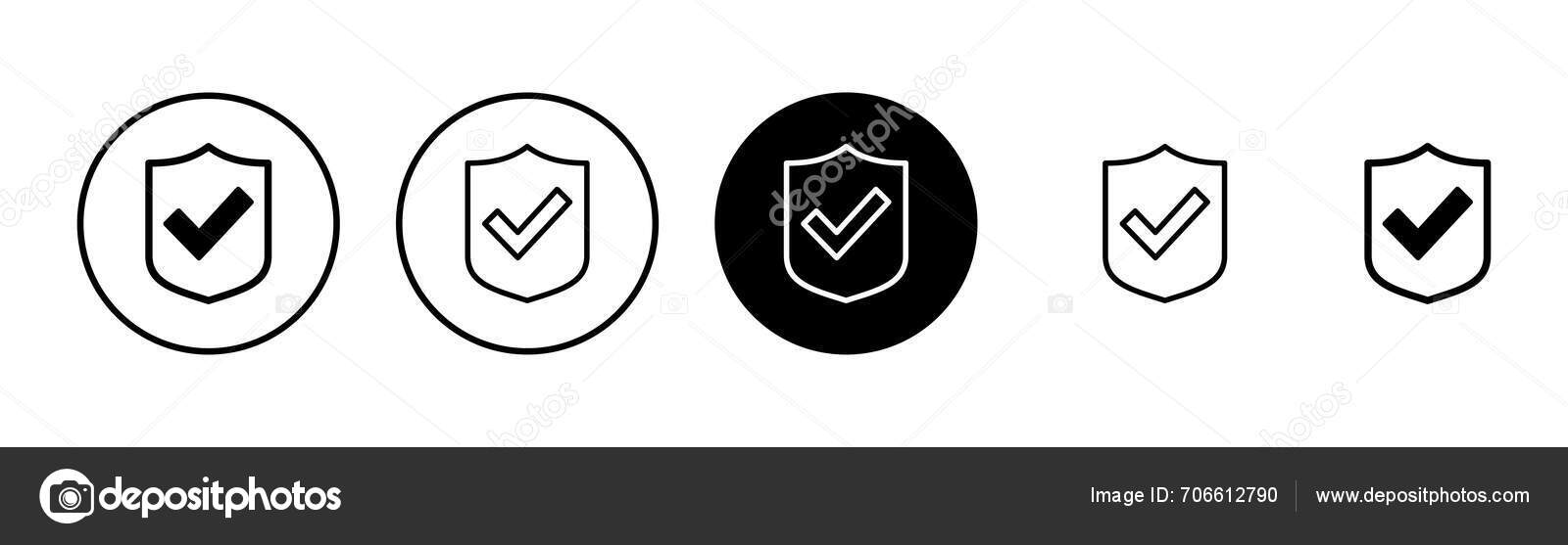 Shield Check Mark Icon Vector Isolated White Background Protection ...