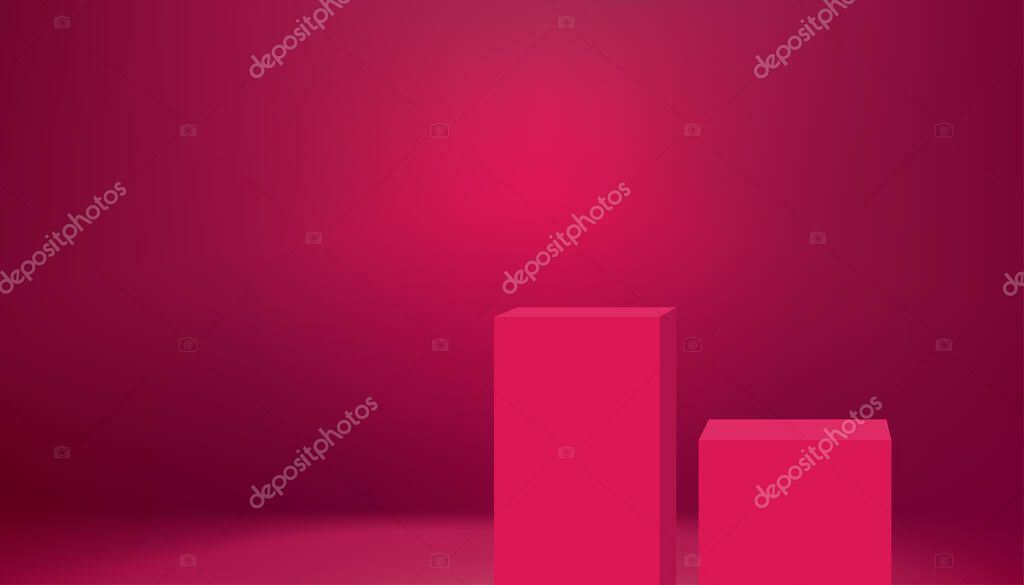 Viva Magenta Display 3D podium in Studio room with lighting on wall ...