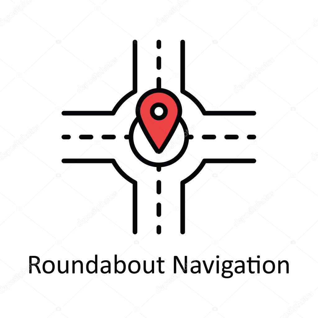 Rotonda Navegación Vector Rellenar esquema Icono Ilustración de diseño ...
