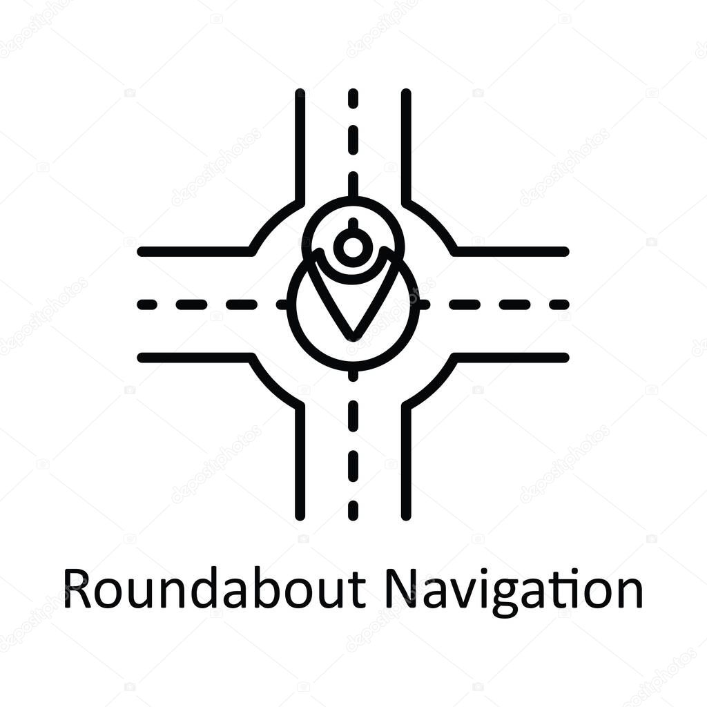 Rotonda Navegación Esquema vectorial Icono Ilustración de diseño. Mapa ...
