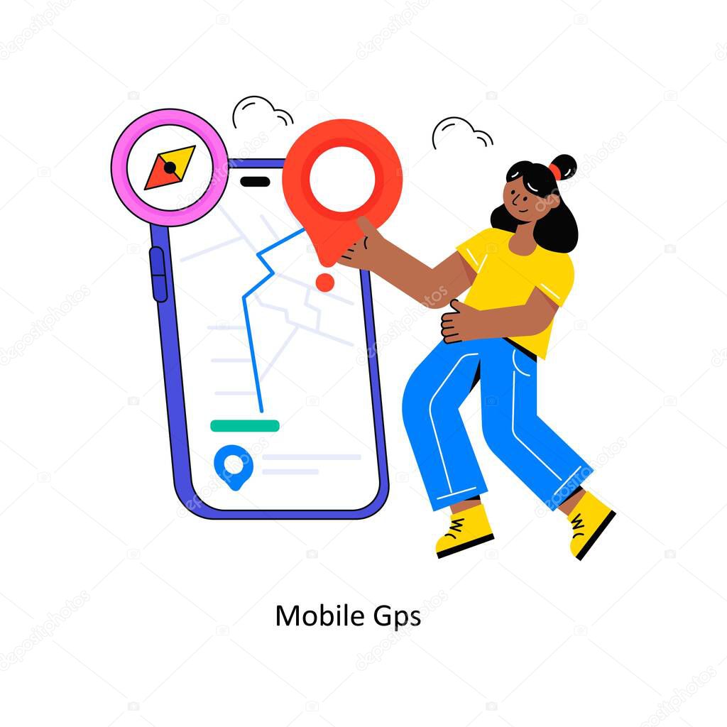 Mobile Gps Flat Style Design ilustración vectorial. Ilustración general 2023