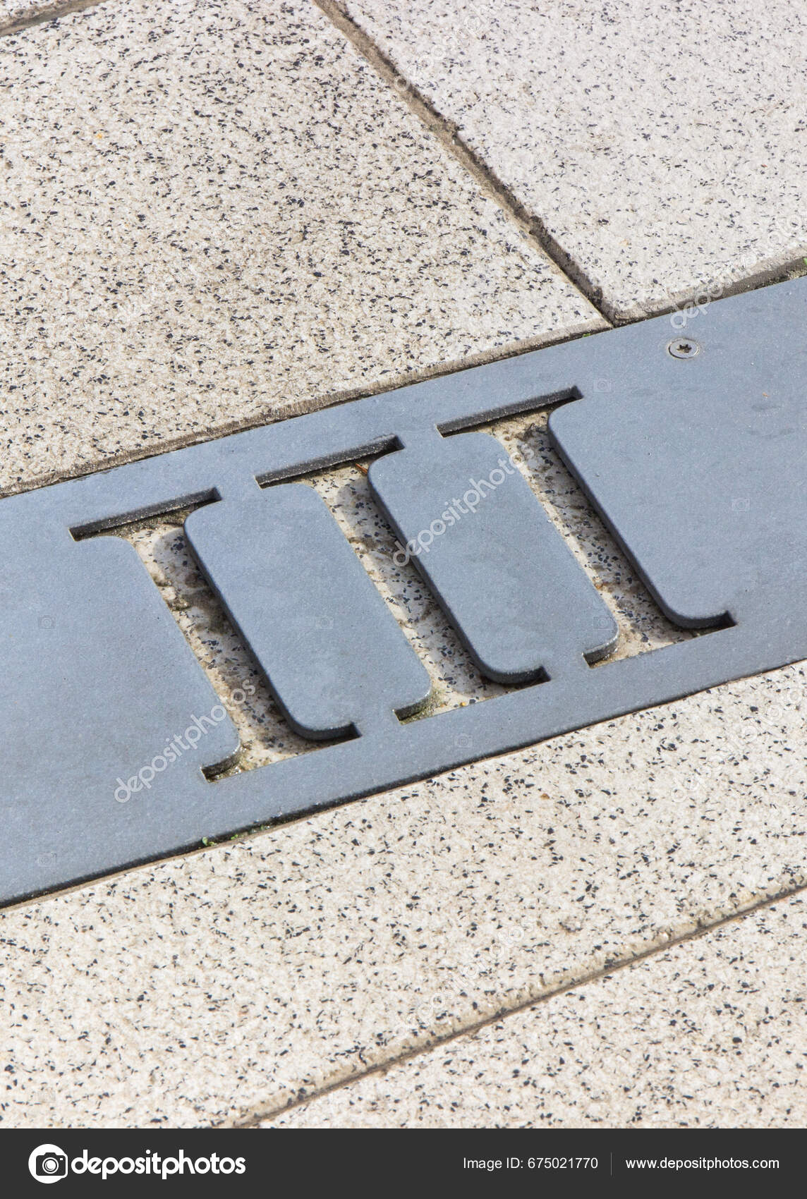 Roman Numerical Number Three Made Stone Tiles Street City — Stock Photo ...