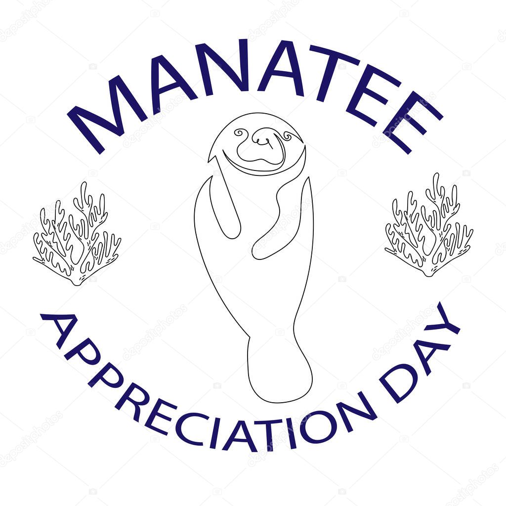 Una sola línea de dibujo de manatí para el día del manatí. Diseño ...