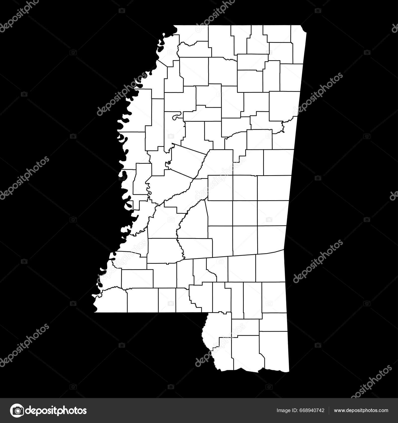 Mississippi State Outline Vector