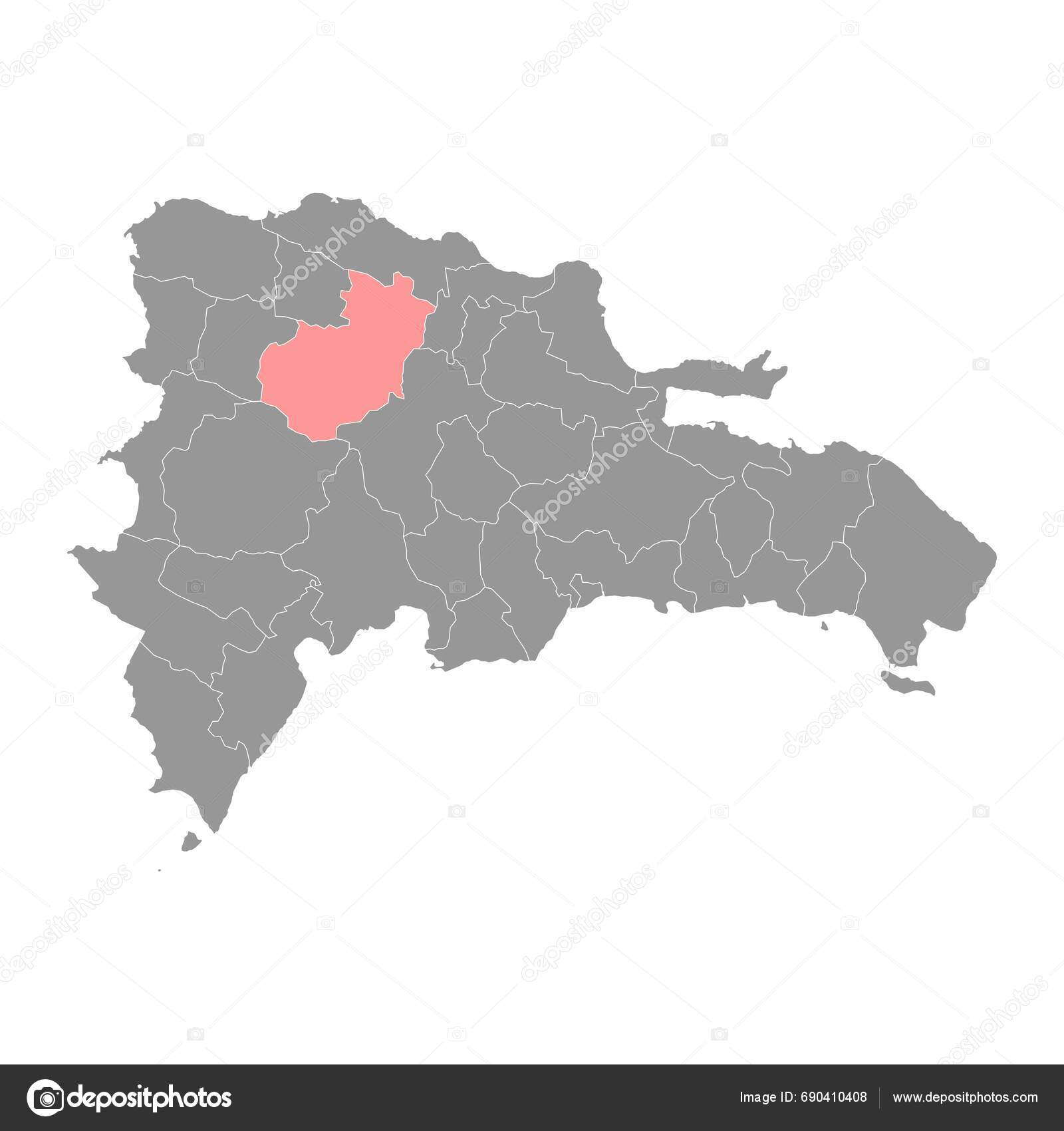 Santiago Province Map Administrative Division Dominican Republic Vector ...