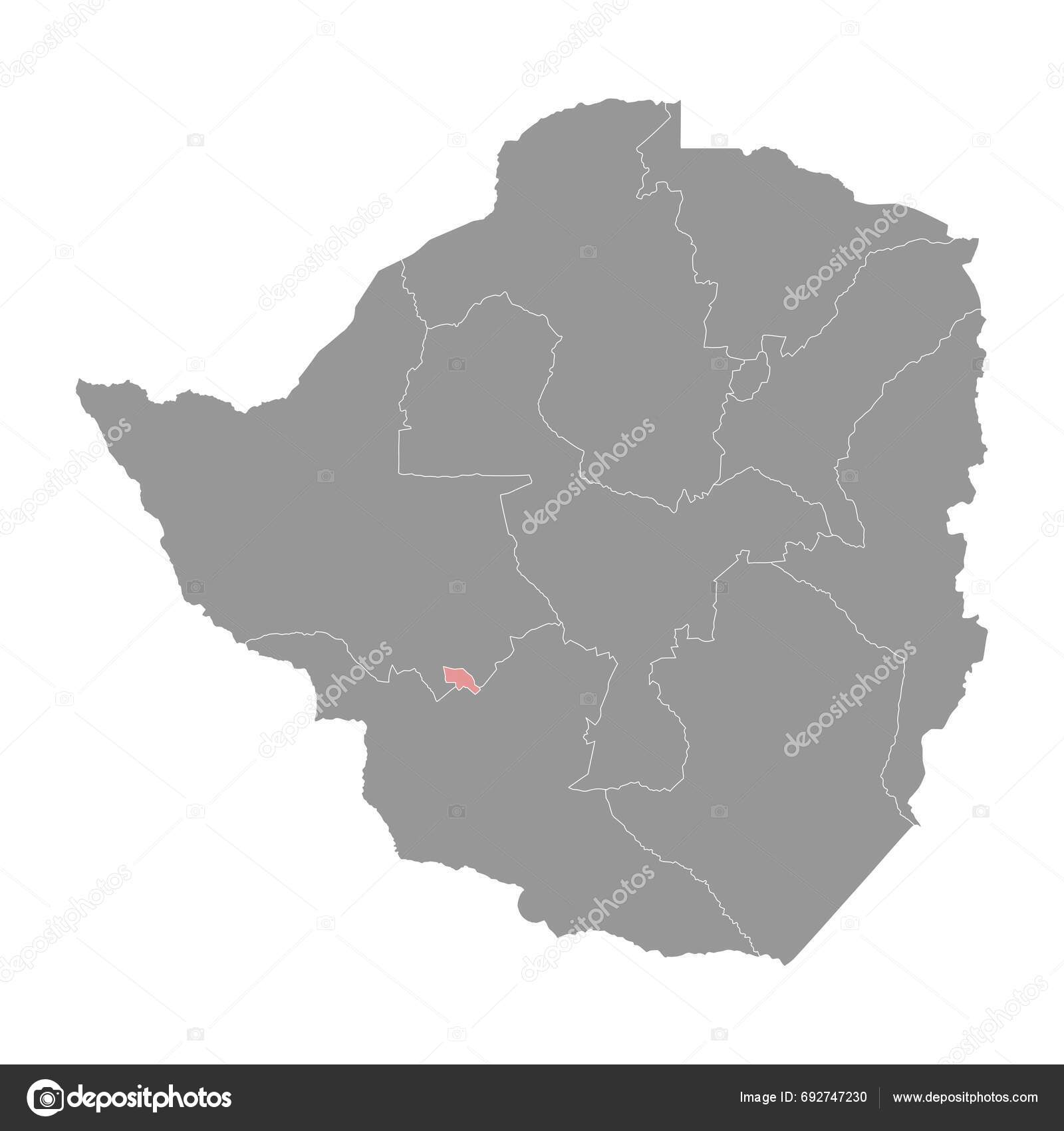 Bulawayo City Map Administrative Division Zimbabwe Vector Illustration ...