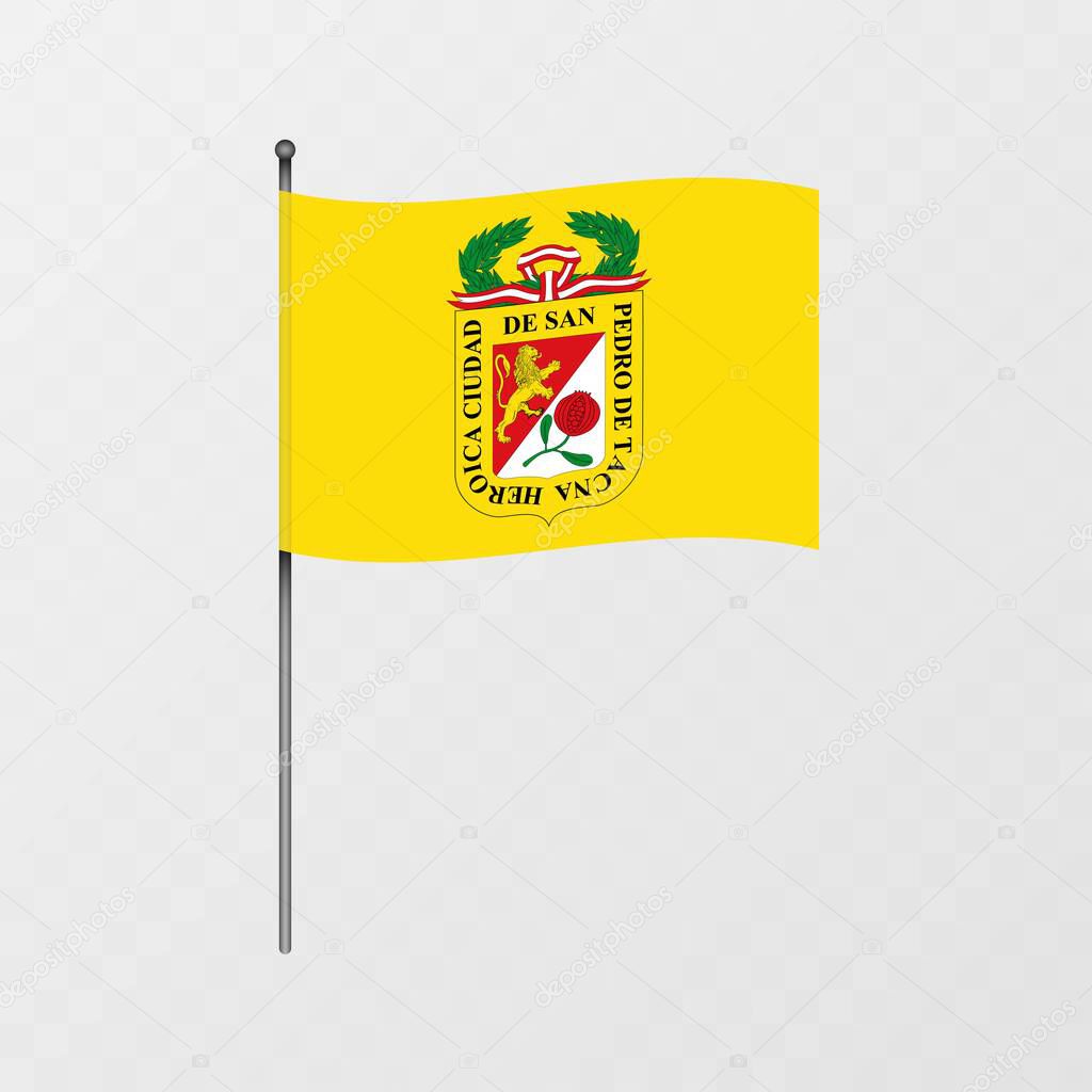 Bandera del Departamento de Tacna en asta de bandera. Ilustración ...