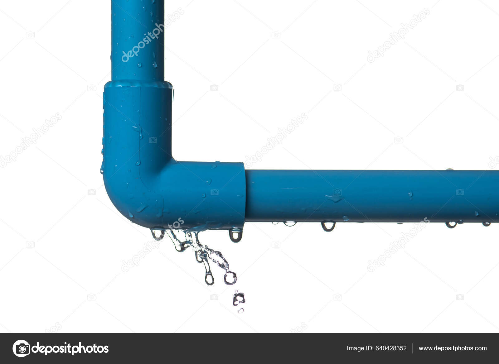 Leaked Splash Water Pvc Plastic Pipe Isolated White Background Stock ...