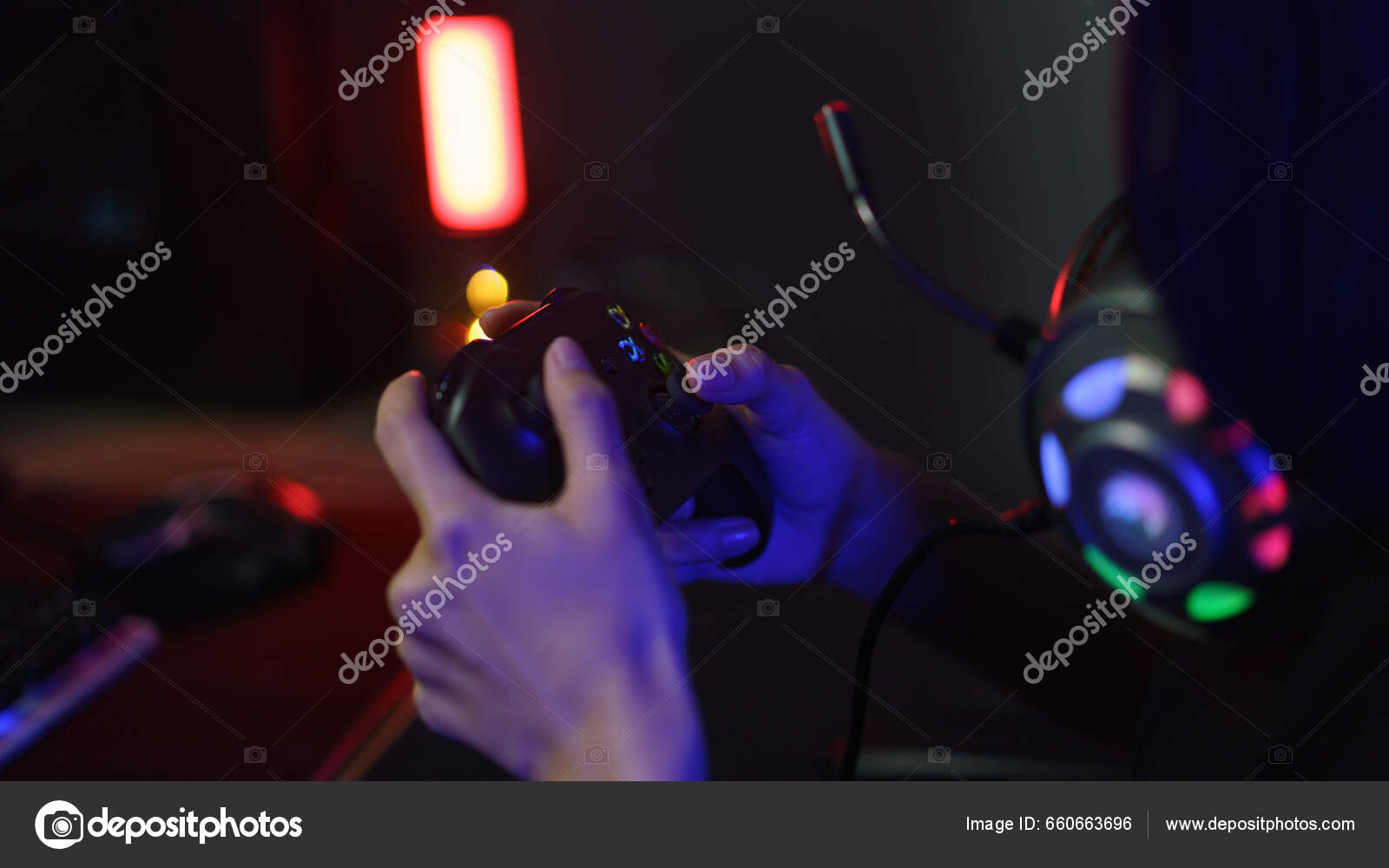 Female Cyber Hacker Gamer Using Controller Joystick Playing Streaming ...