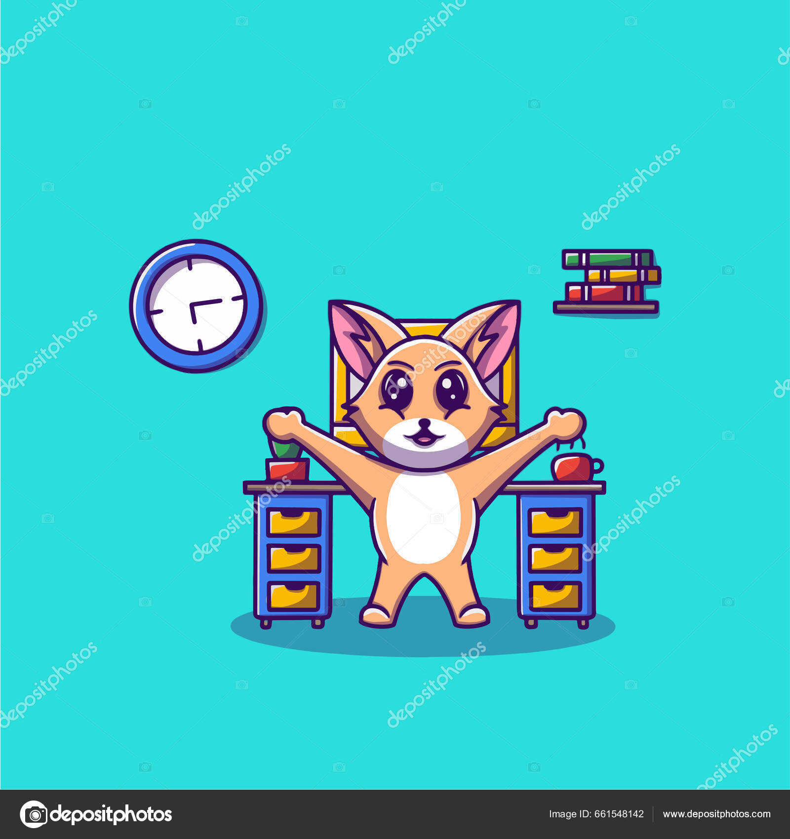 Cute Cat Work Vector Icon Illustration Stock Vector By ©arinalyusuf06 661548142