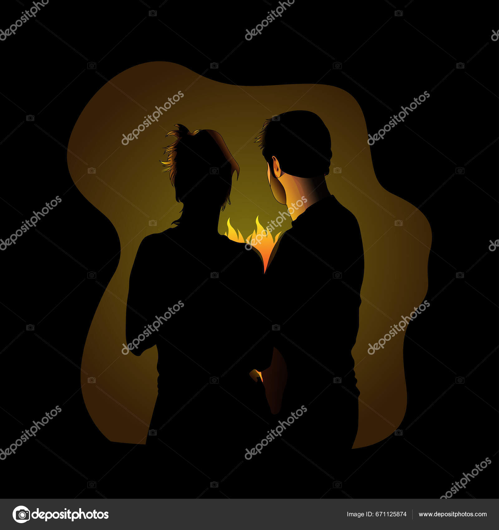 Joven Pareja Sosteniendo Las Manos Vector de stock #671125874 de ...
