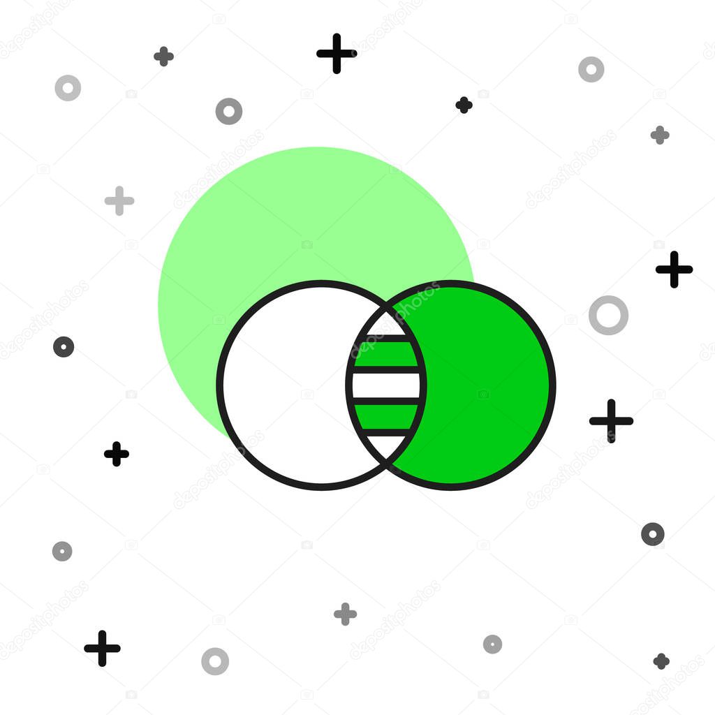 Esquema rellenado Conjuntos matemáticos Icono A y B aislado sobre fondo ...