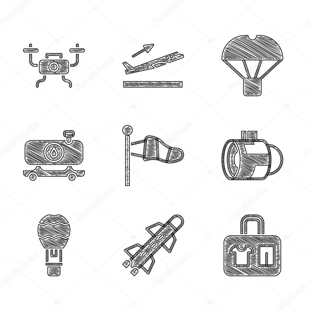 Set Cone meteorology windsock Rocket Suitcase Jet engine turbine Hot ...