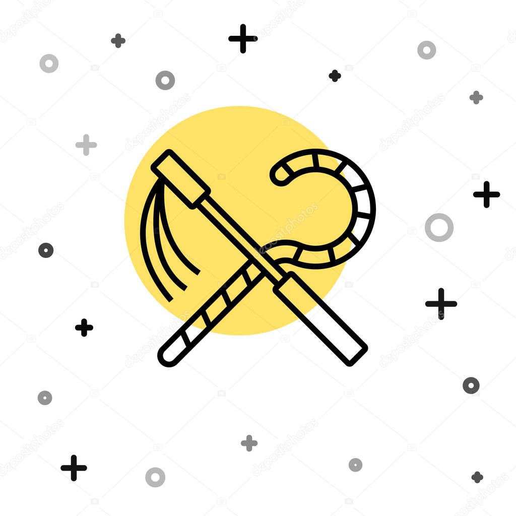 Black line Crook and flail icon isolated on white background. Ancient ...