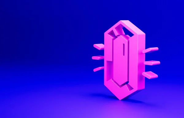 Pink Gem stone icon isolated on blue background. Jewelry symbol ...