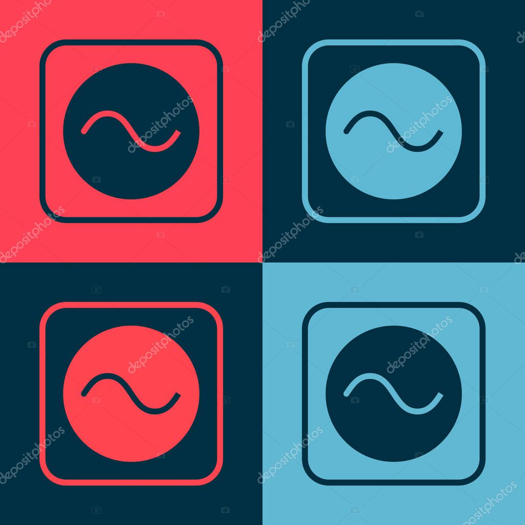 Pop art icono de símbolo de fuente de voltaje AC aislado en el fondo de ...