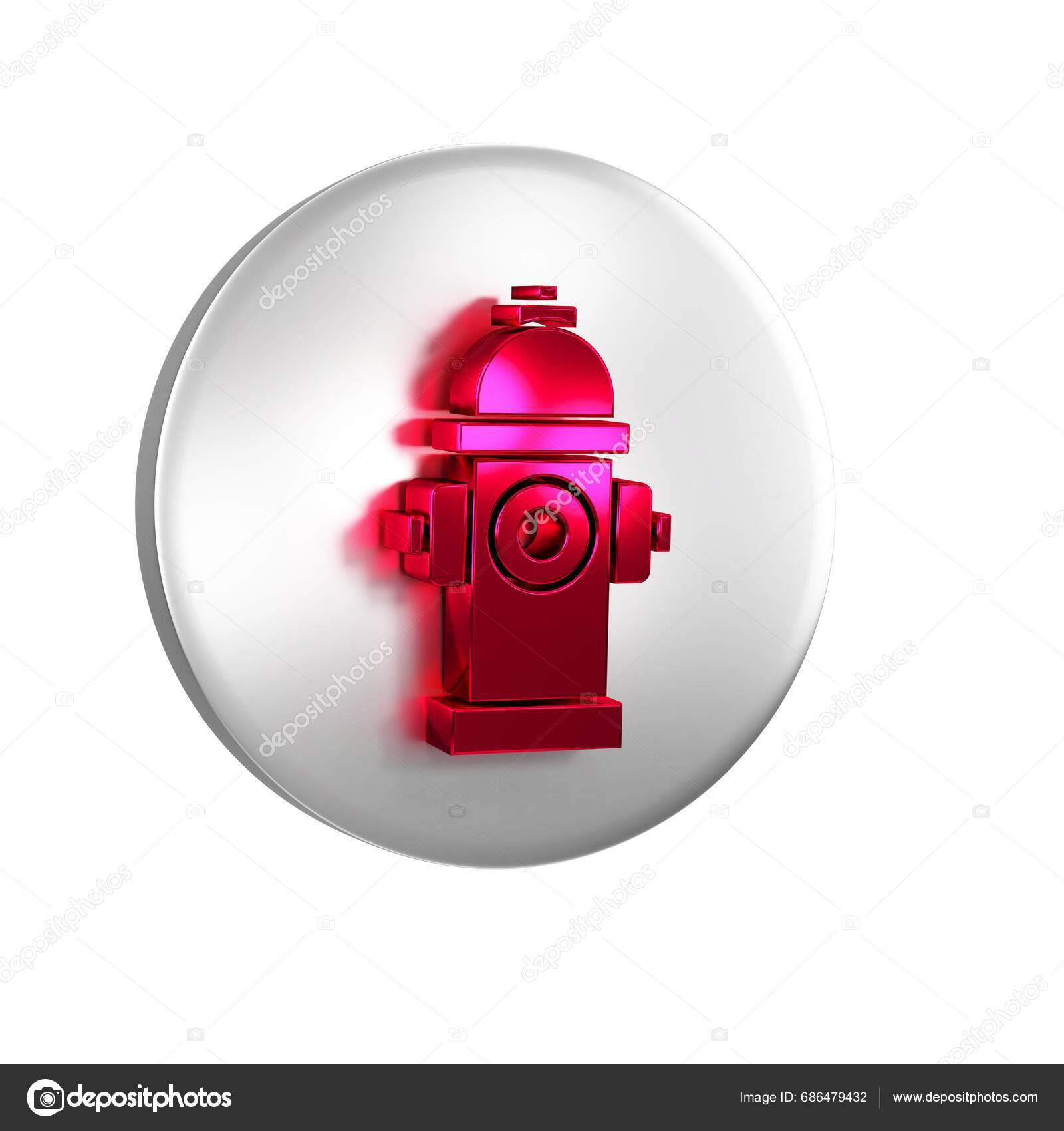 Red Fire Hydrant Icon Isolated Transparent Background Silver Circle ...
