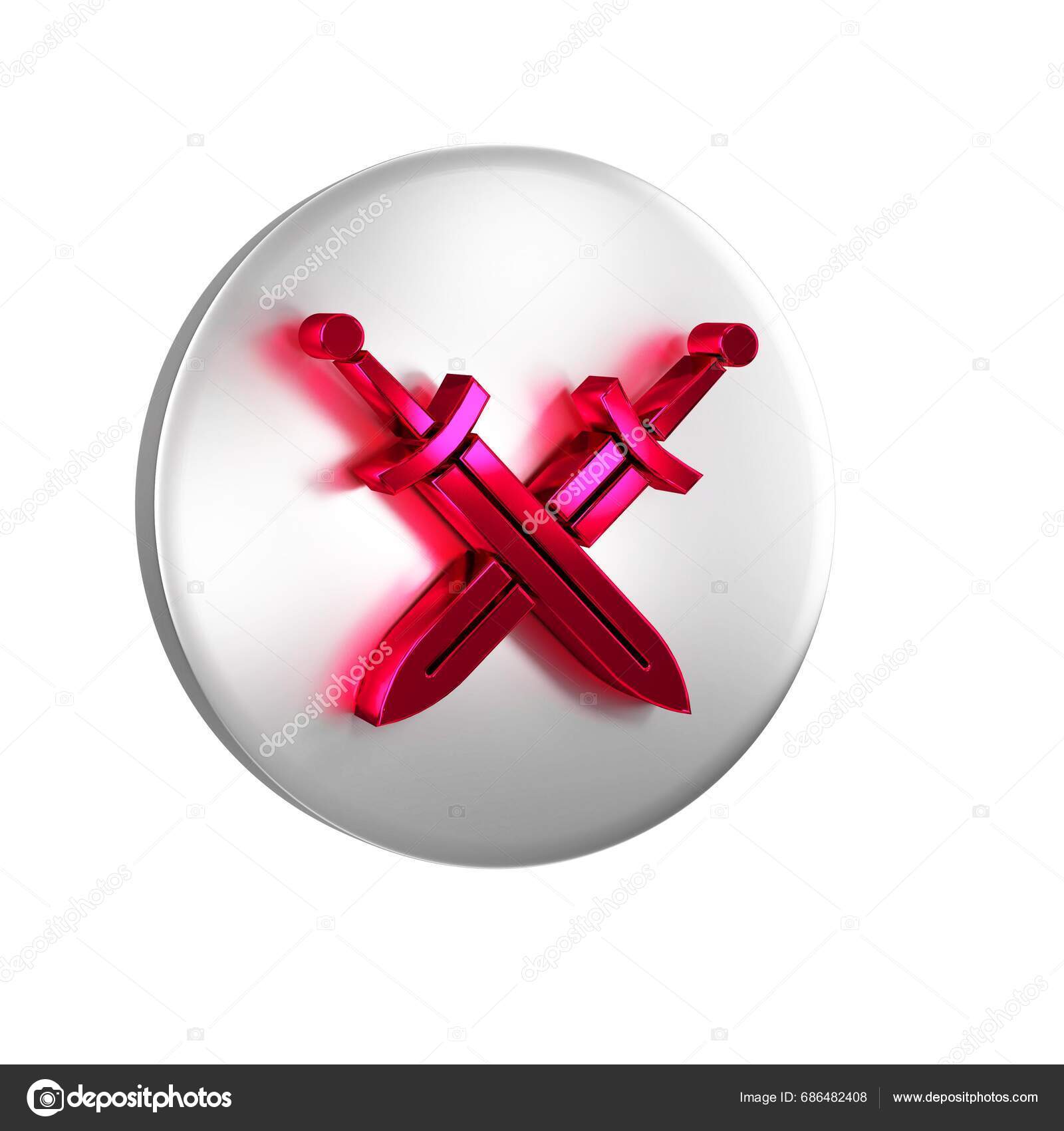 Red Crossed Medieval Sword Icon Isolated Transparent Background ...