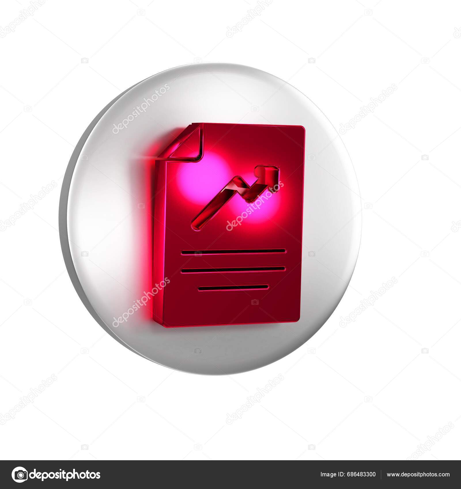 Red Document Graph Chart Icon Isolated Transparent Background Report ...