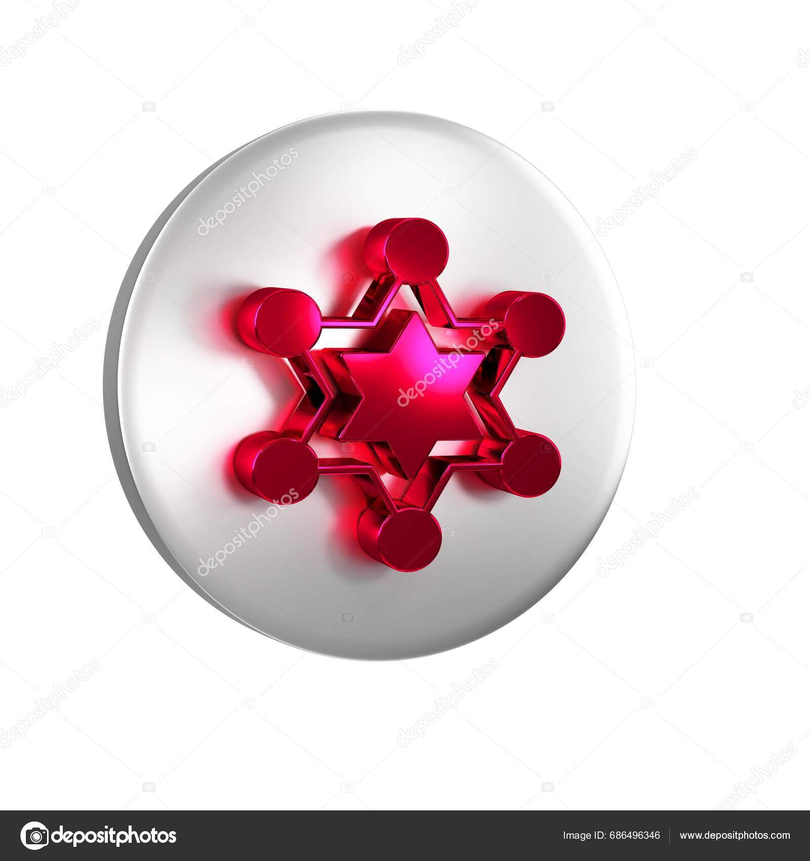 Red Hexagram Sheriff Icon Isolated Transparent Background Police Badge ...