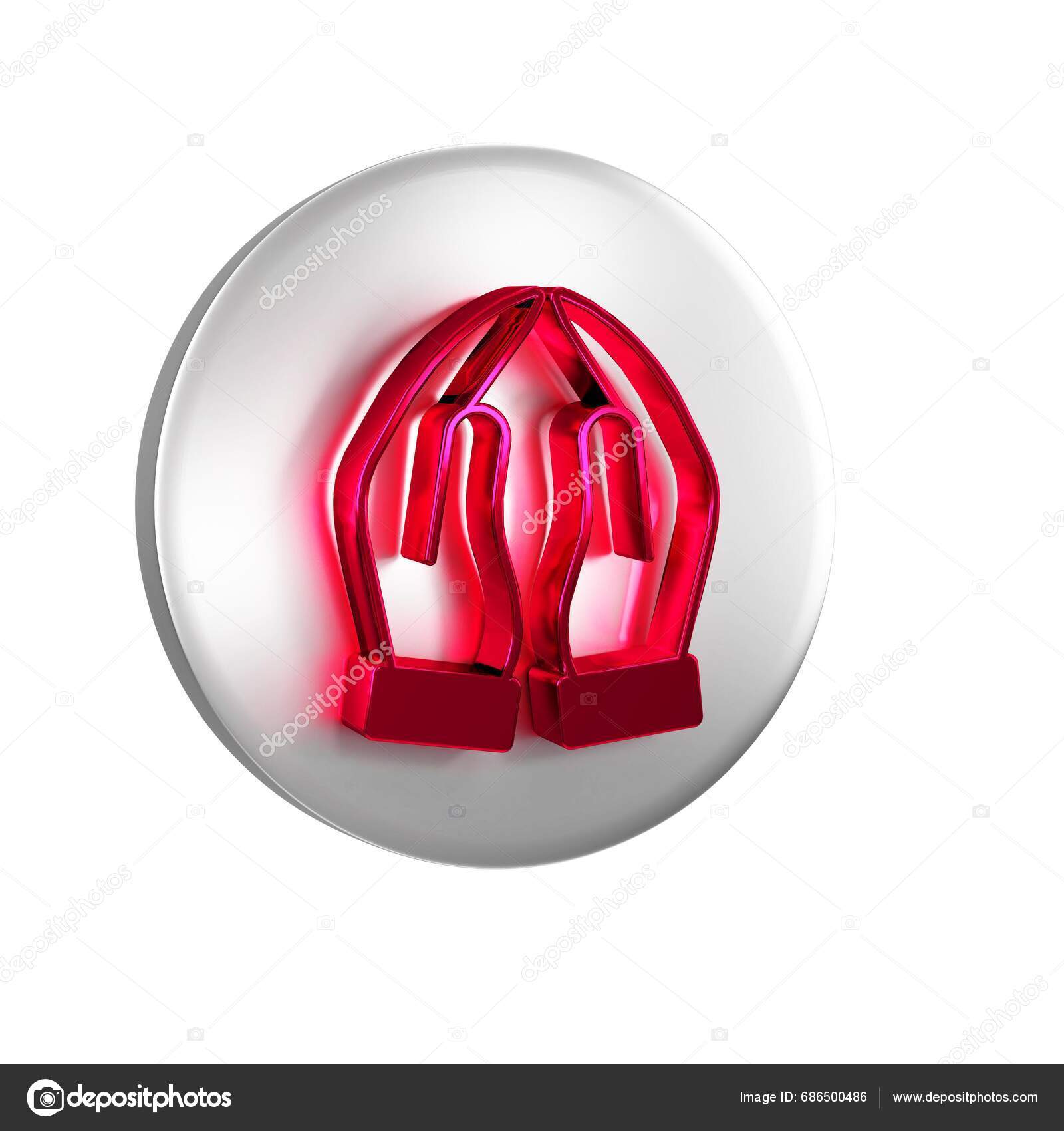 Red Hands Praying Position Icon Isolated Transparent Background Prayer ...
