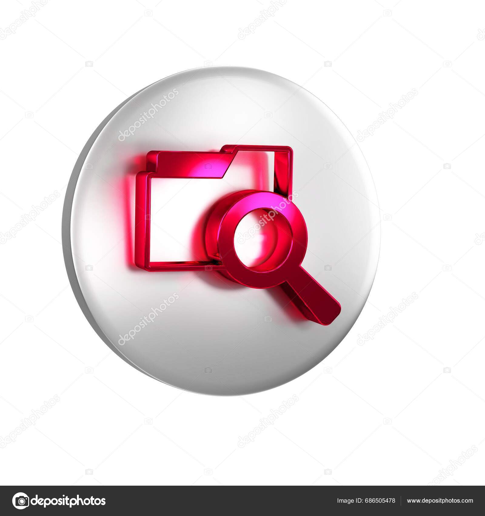 Concetto Ricerca Rosso Con Icona Della Cartella Isolata Sfondo ...