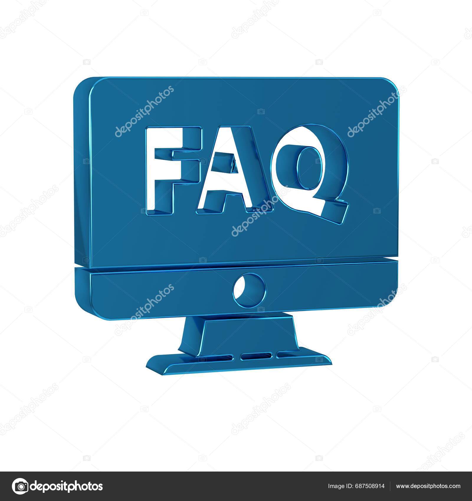 Blue Computer Monitor Faq Icon Isolated Transparent Background Adjusting Service Stock Photo by ...