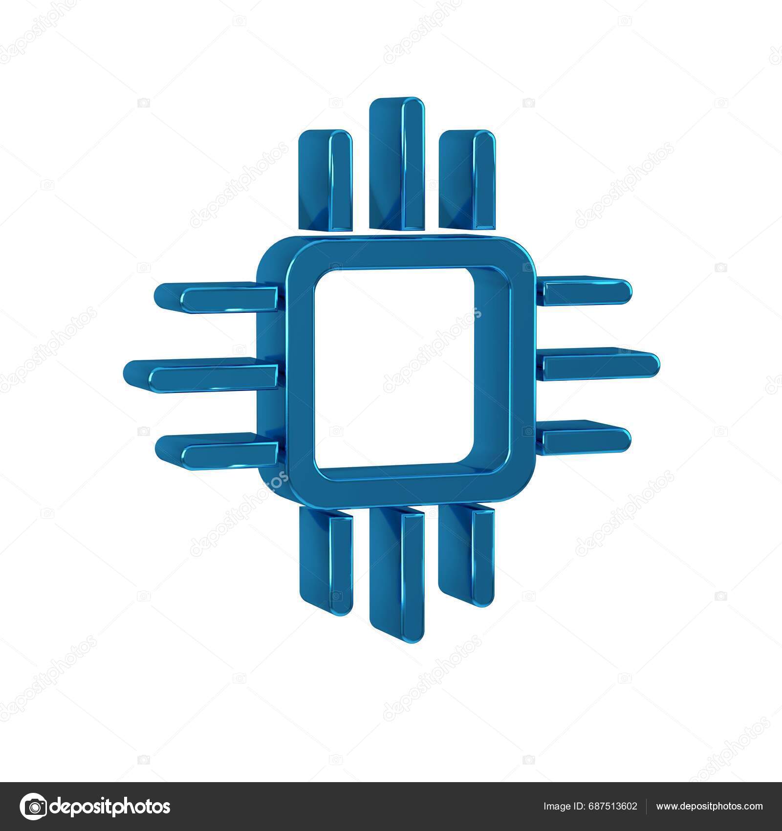 Blue Computer Processor Microcircuits Cpu Icon Isolated Transparent ...