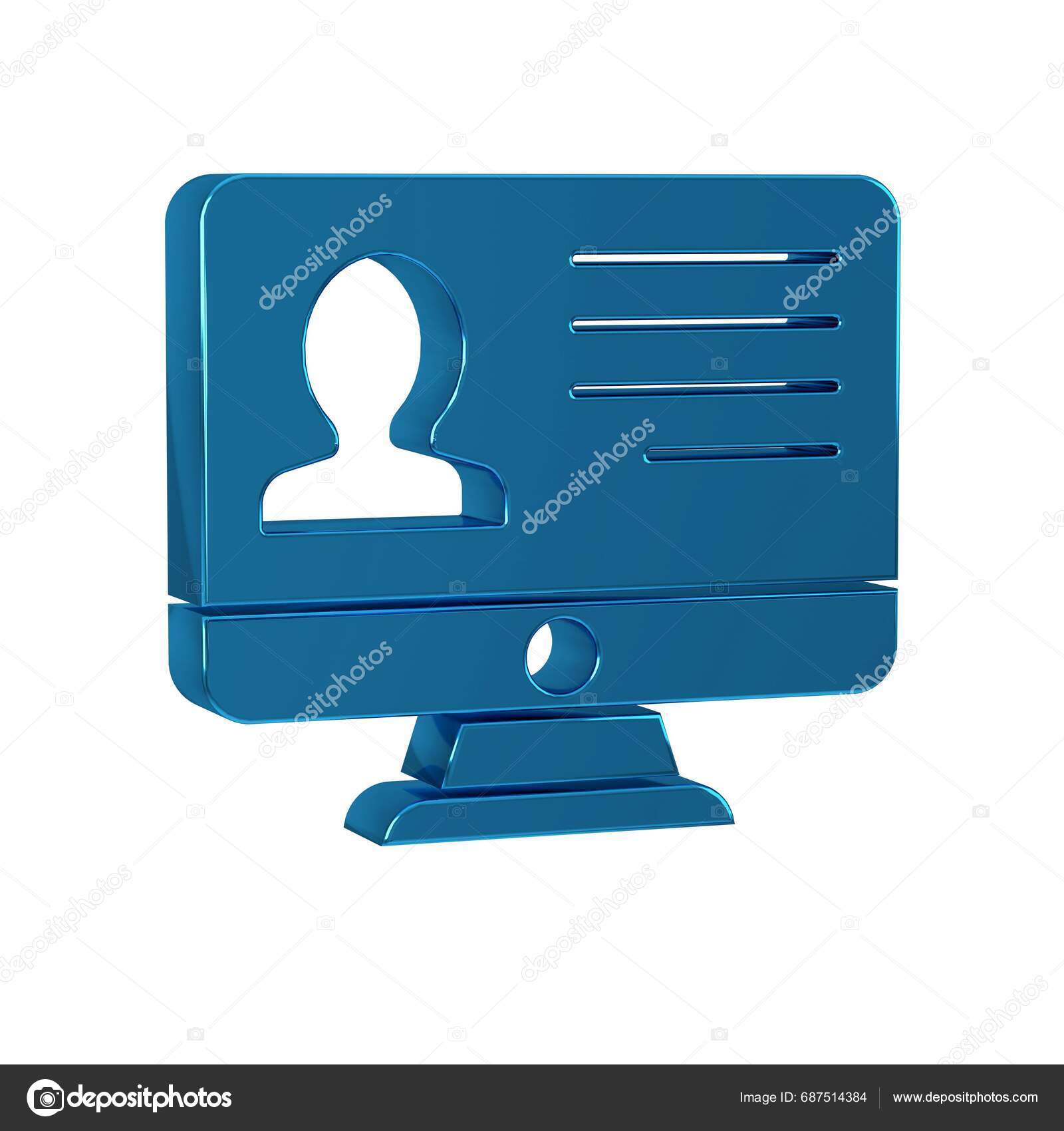 Blue Computer Monitor Resume Icon Isolated Transparent Background ...