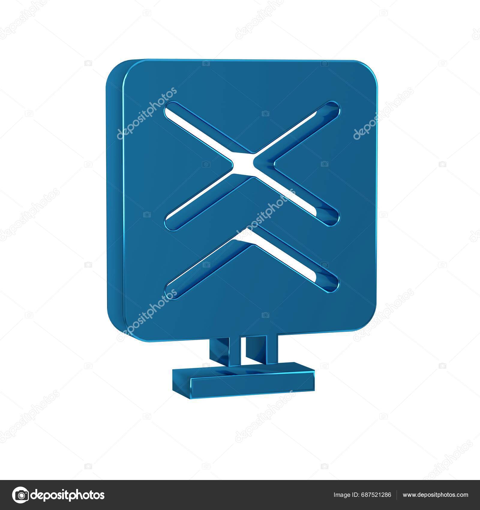 Blue Railroad Crossing Icon Isolated Transparent Background Railway ...