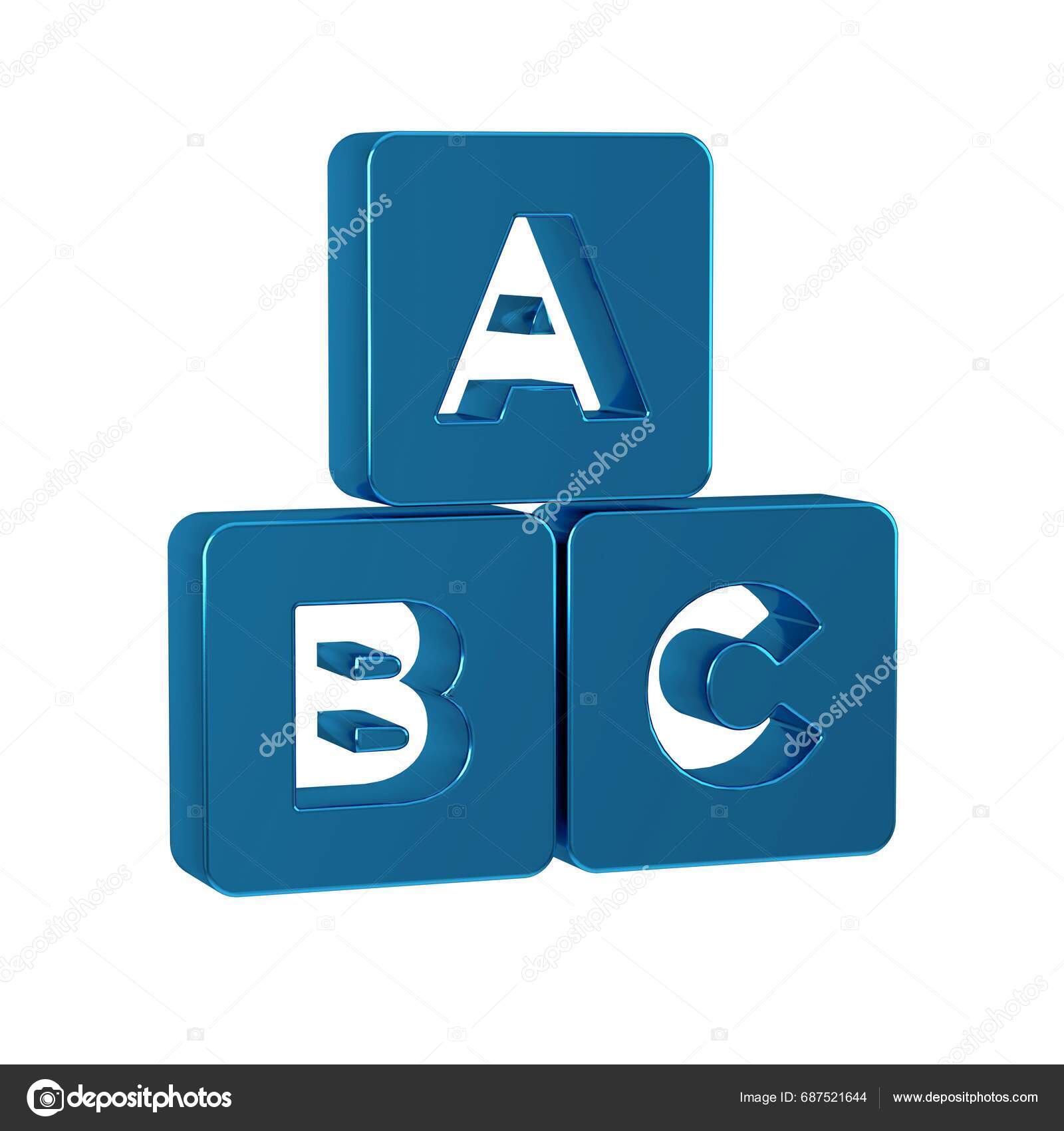 Blue Abc Blocks Icon Isolated Transparent Background Alphabet Cubes ...