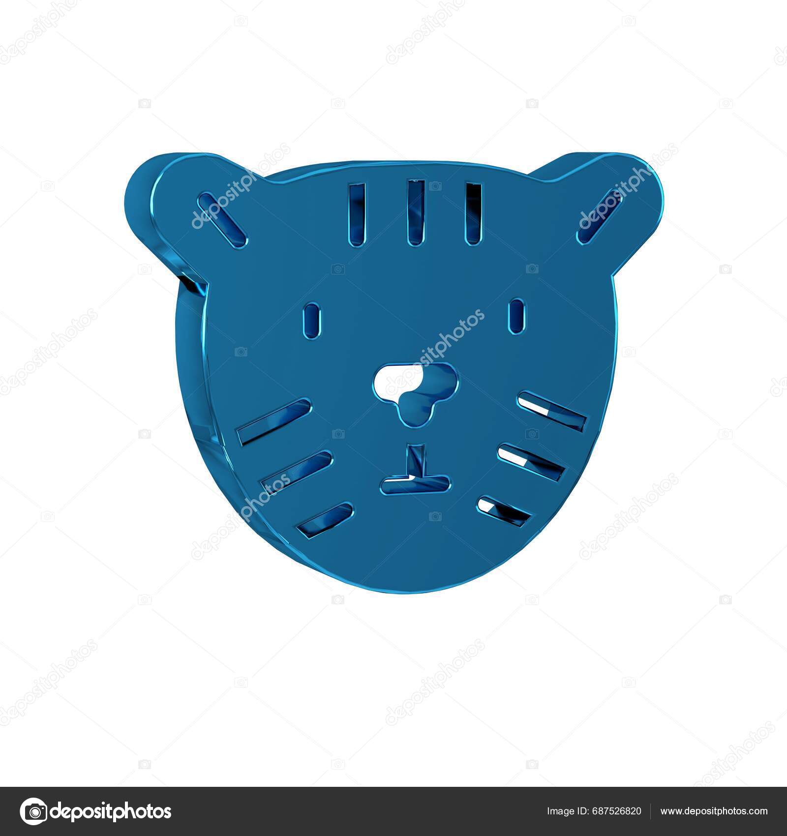 Blue Tiger Head Icon Isolated Transparent Background Stock Photo by ...