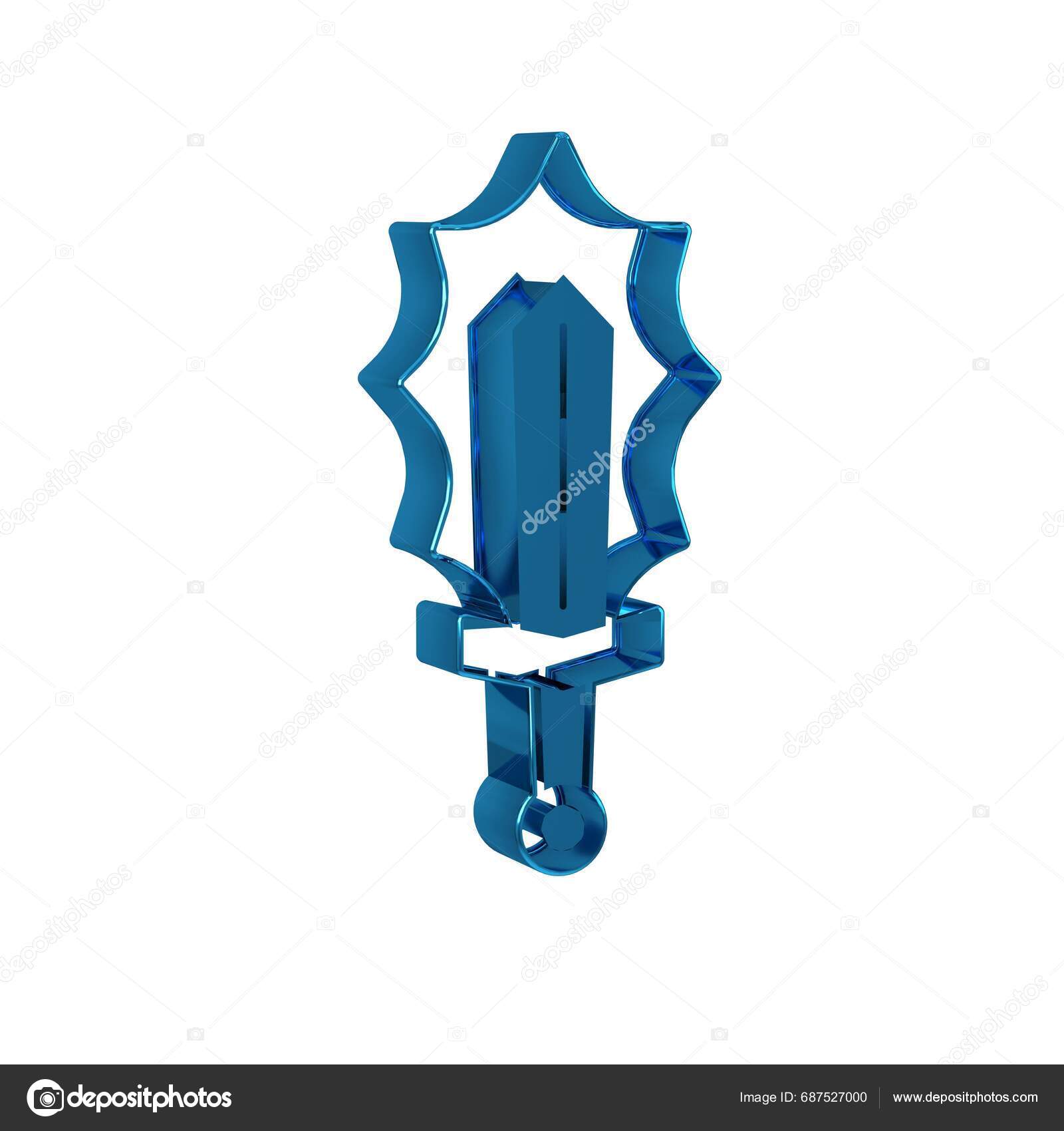 Blue Magic Sword Fire Icon Isolated Transparent Background Fiery Sword ...