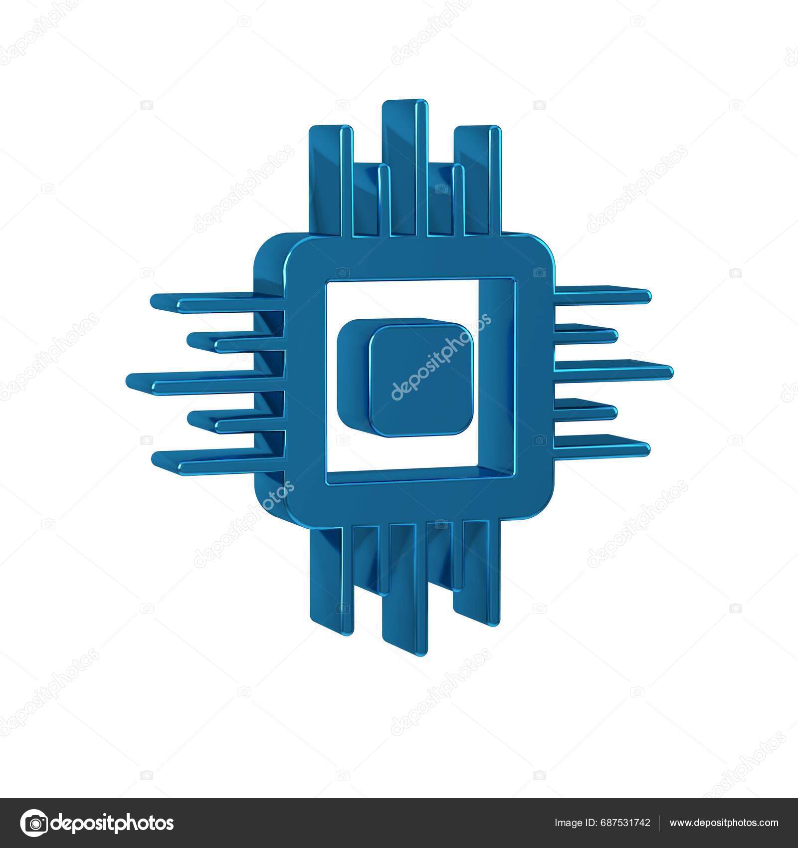 Blue Computer Processor Microcircuits Cpu Icon Isolated Transparent ...