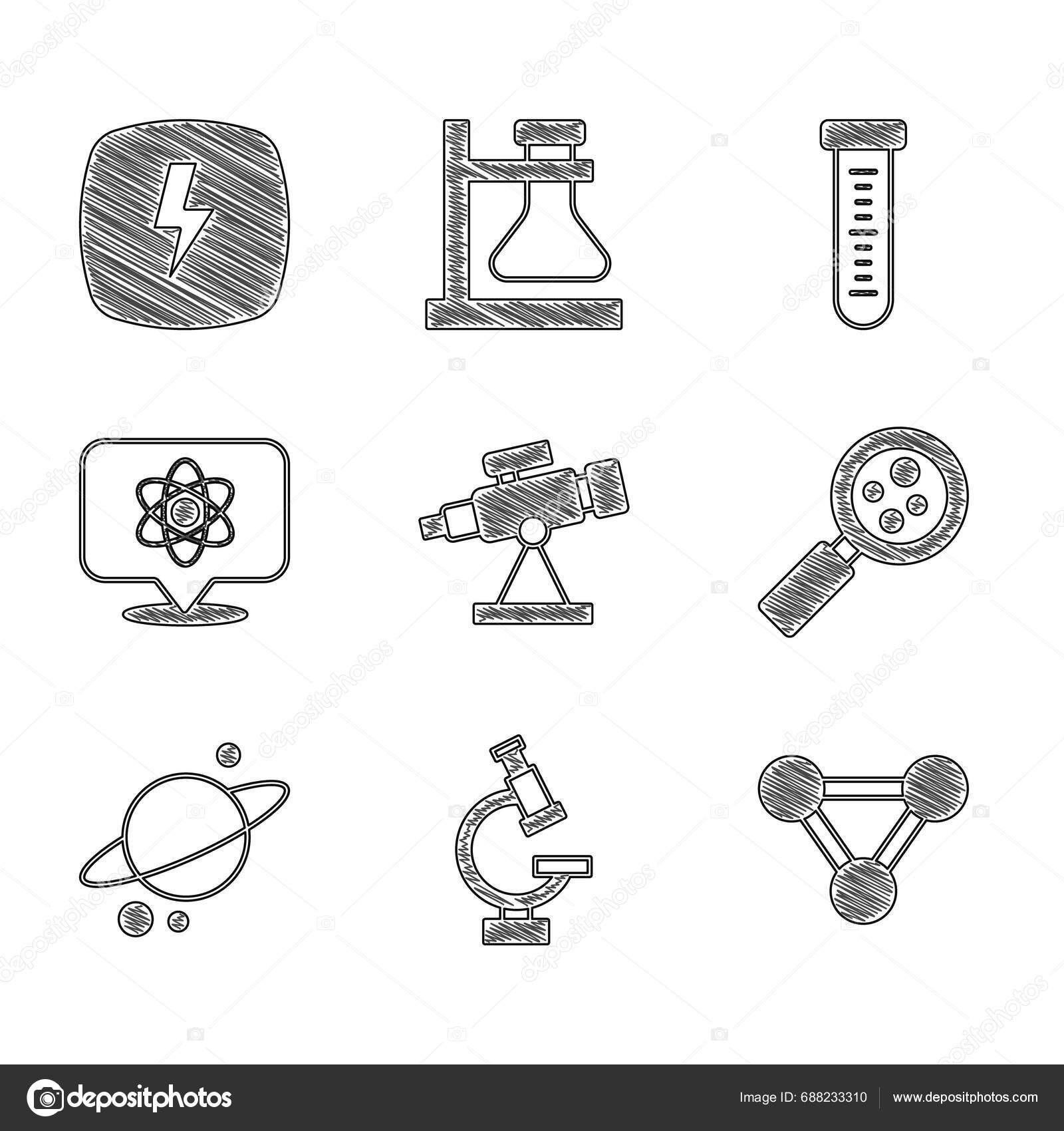 Set Telescope Microscope Molecule Microorganisms Magnifier Planet ... Set Telescope Microscope Molecule Microorganisms Magnifier Planet ...