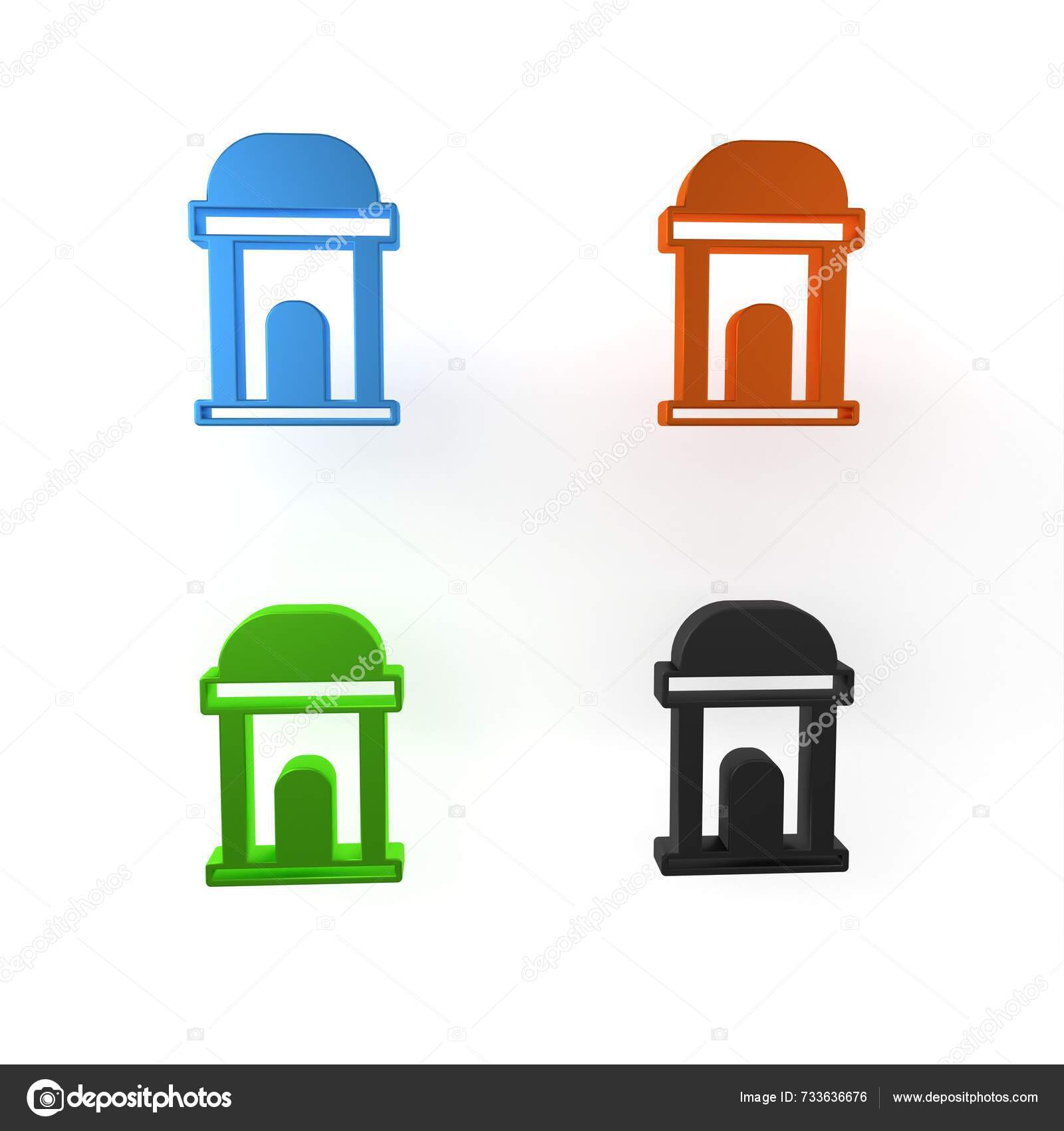 Colorful Old Crypt Icon Isolated White Background Cemetery Symbol ...