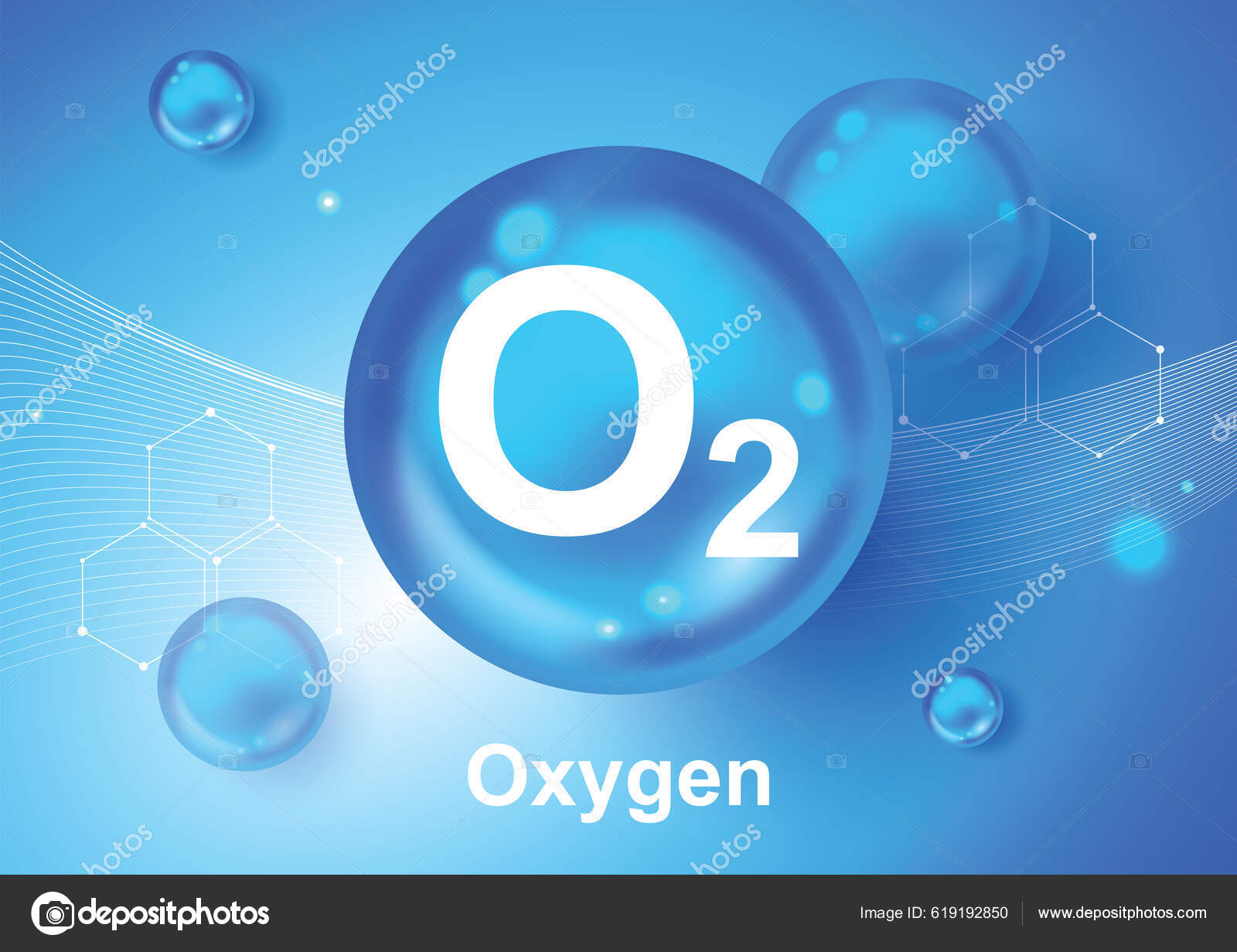 Oxygen Molecule Models Blue Background Vector Illustration Oxygen ...