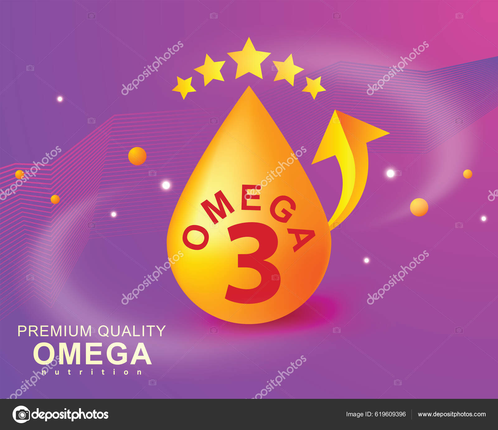Vitamin Sign Symbol Omega Vector Illustration Omega Fatty Acids Gold ...