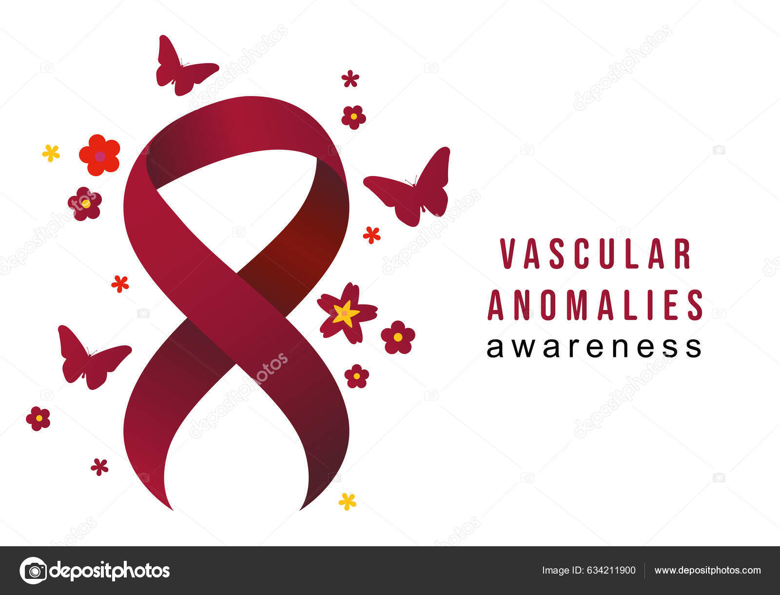 Vascular Anomalies Awareness Month Symbol Ribbon Flower Butterfly Stock ...